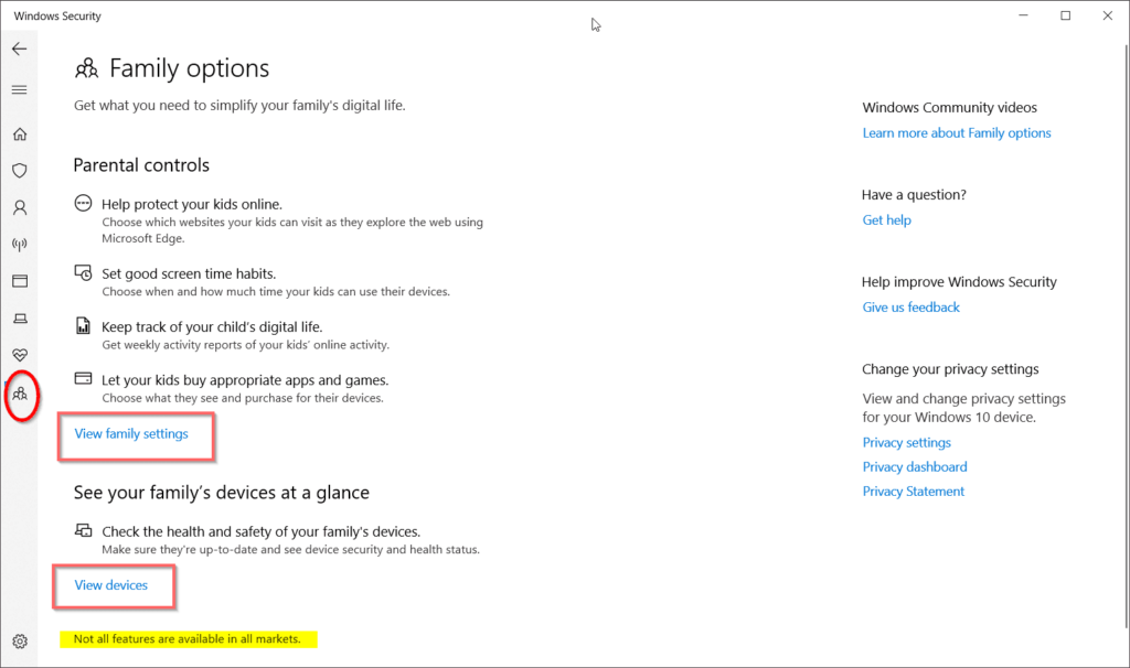 Locate Parental Controls in Windows 10 utilizing Security application ...